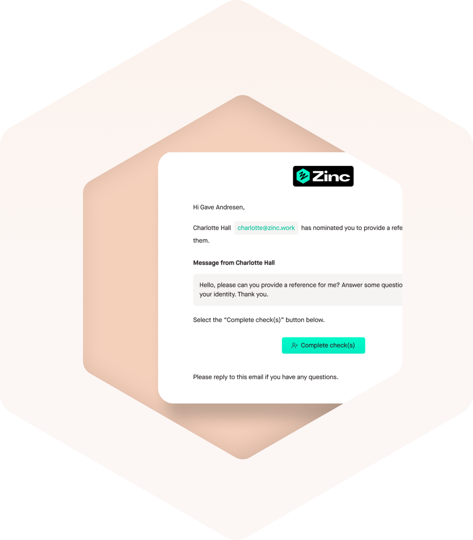 Candidate | Reuse your checking data | Zinc